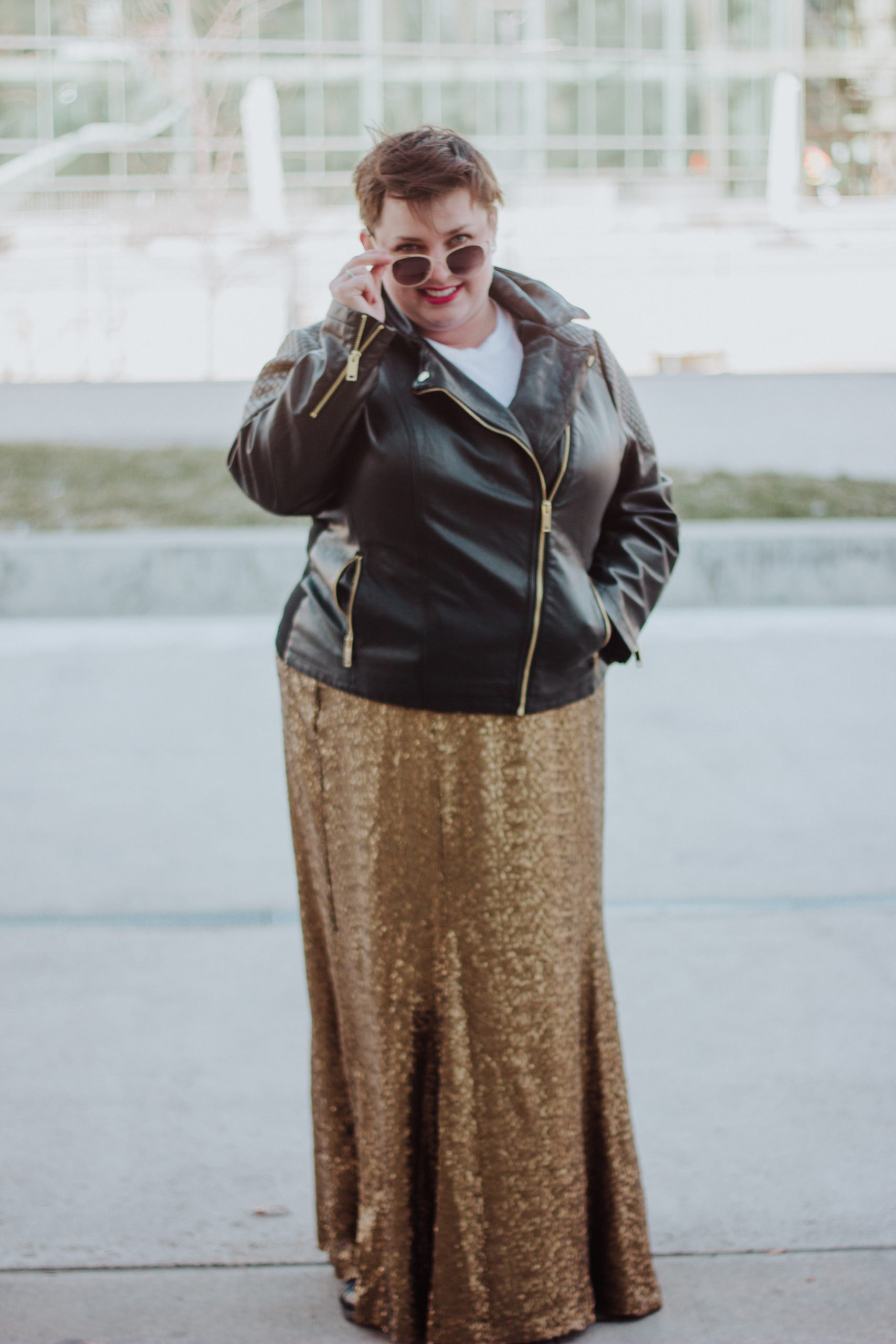 LGBT Fashion Model Photoshoot - Leather Jacket & Sequin Skirt || Plus ...