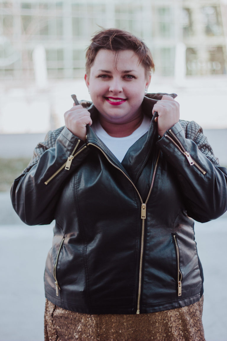 LGBT Fashion Model Photoshoot - Leather Jacket & Sequin Skirt || Plus ...