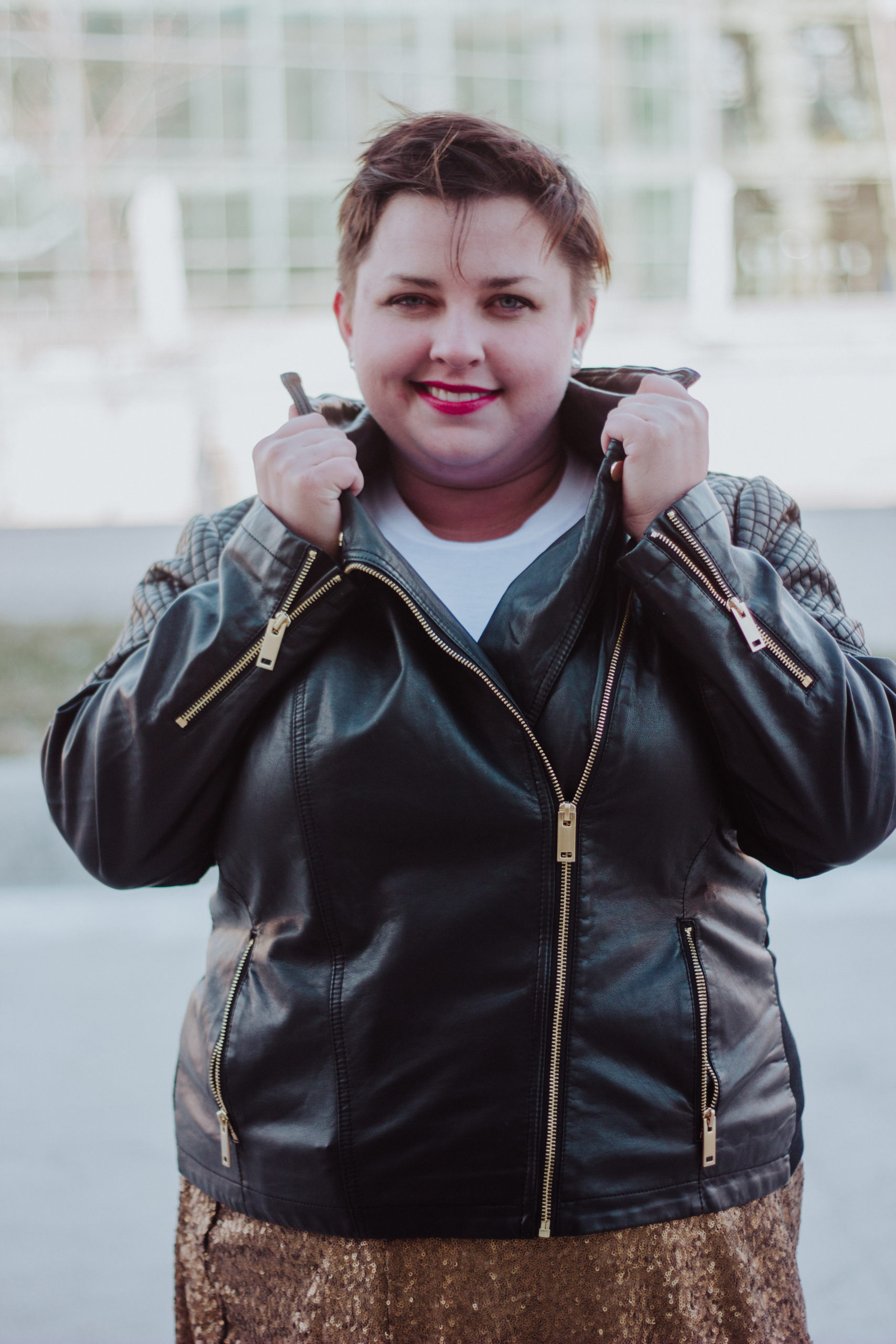 LGBT Fashion Model Photoshoot - Leather Jacket & Sequin Skirt || Plus ...