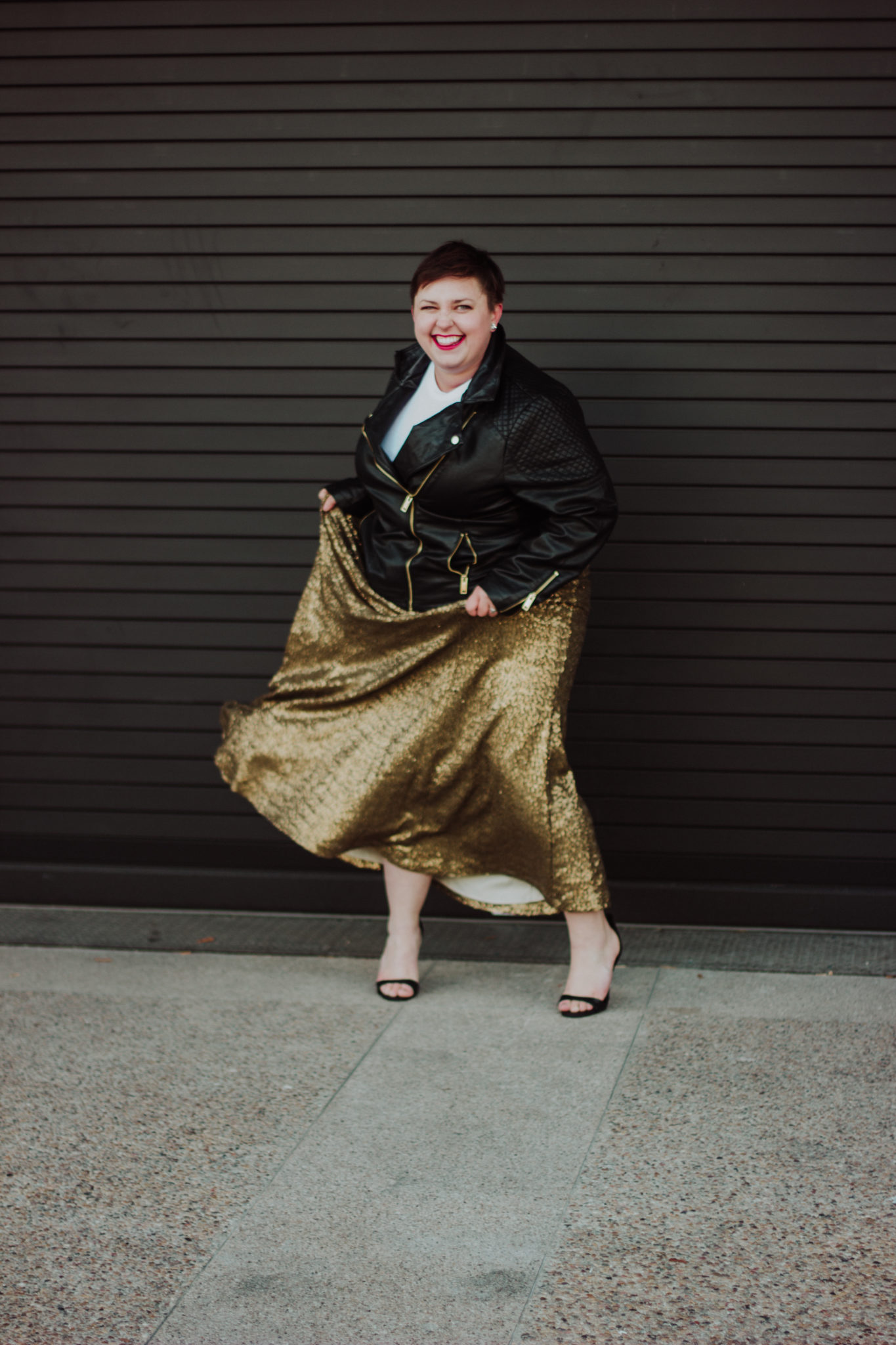 LGBT Fashion Model Photoshoot - Leather Jacket & Sequin Skirt || Plus ...