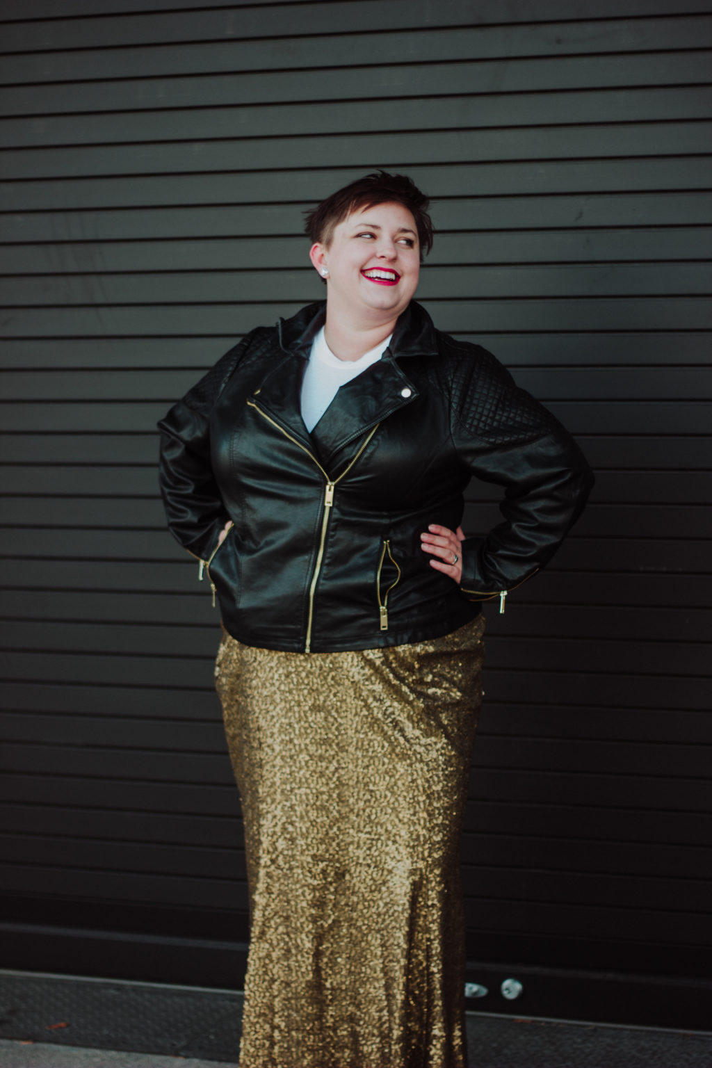 LGBT Fashion Model Photoshoot - Leather Jacket & Sequin Skirt || Plus ...