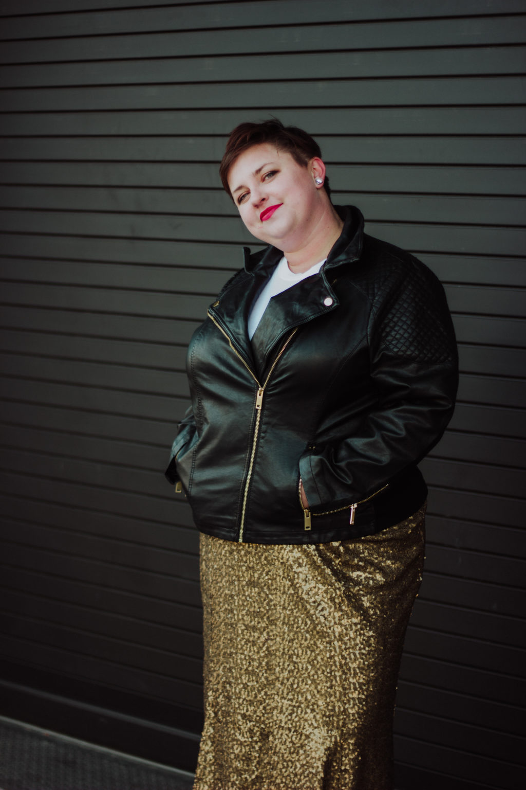 LGBT Fashion Model Photoshoot - Leather Jacket & Sequin Skirt || Plus ...