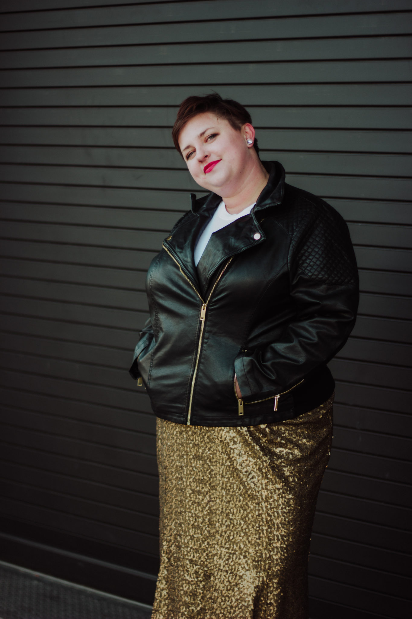 LGBT Fashion Model Photoshoot - Leather Jacket & Sequin Skirt || Plus ...