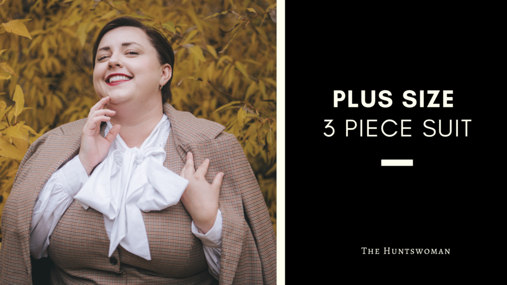 Fall Plus Size 3 Piece Suit With A Vest Photoshoot And My Review Eloquii Suiting The Huntswoman