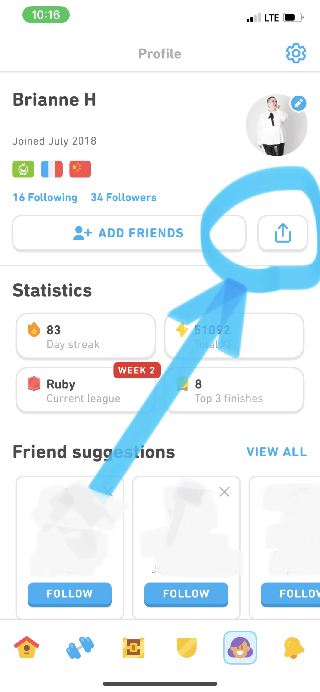How to Add Friends on Duolingo 2023 - iPhone and Desktop - The Huntswoman